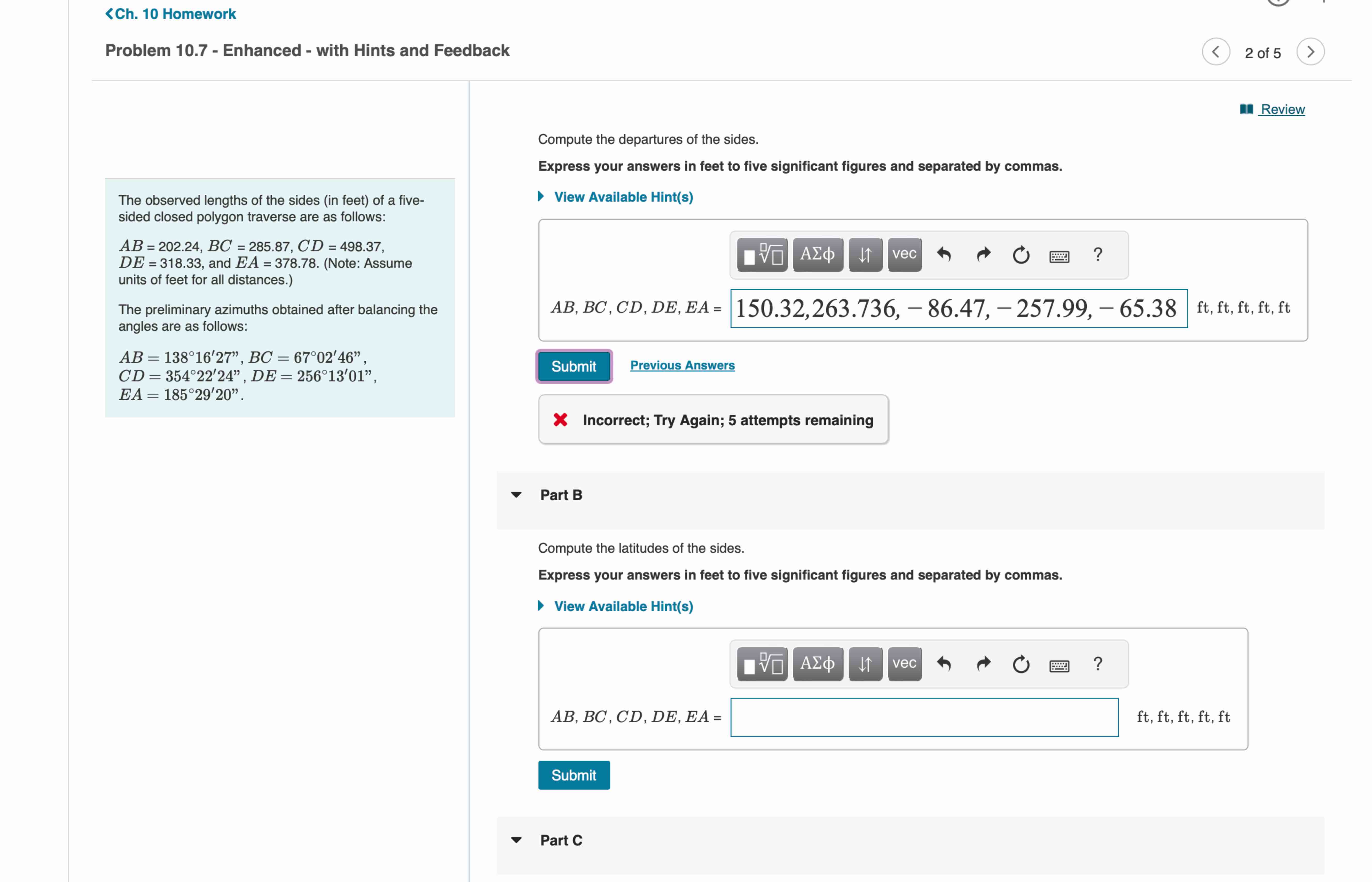 Solved Problem 10.7 - ﻿Enhanced - ﻿with Hints and | Chegg.com
