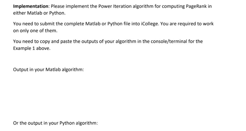 1. (100 points) Implementing PageRank algorithm. | Chegg.com