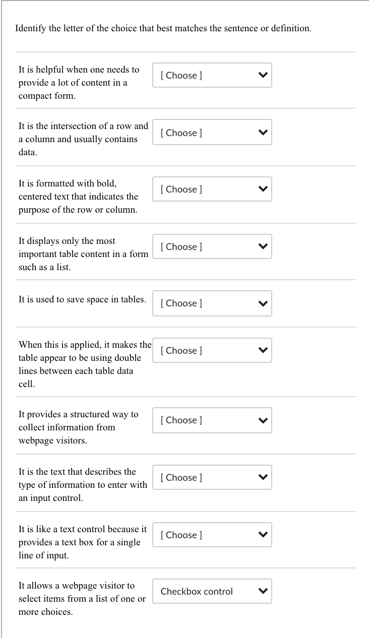 Solved OPTIONS ARE: LABEL CHECKBOX CONTROL AMPERSAND | Chegg.com
