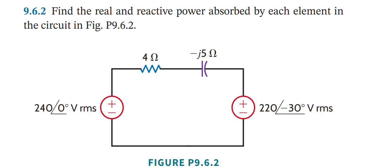 Solved 9.6.2 Find the real and reactive power absorbed by | Chegg.com