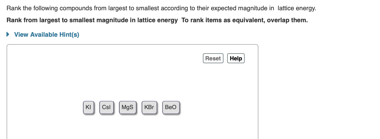 Solved Rank the following compounds from largest to smallest | Chegg.com