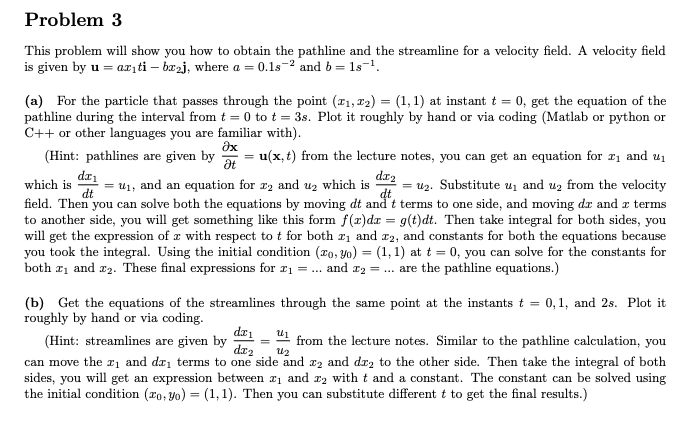 This problem will show you how to obtain the pathline | Chegg.com