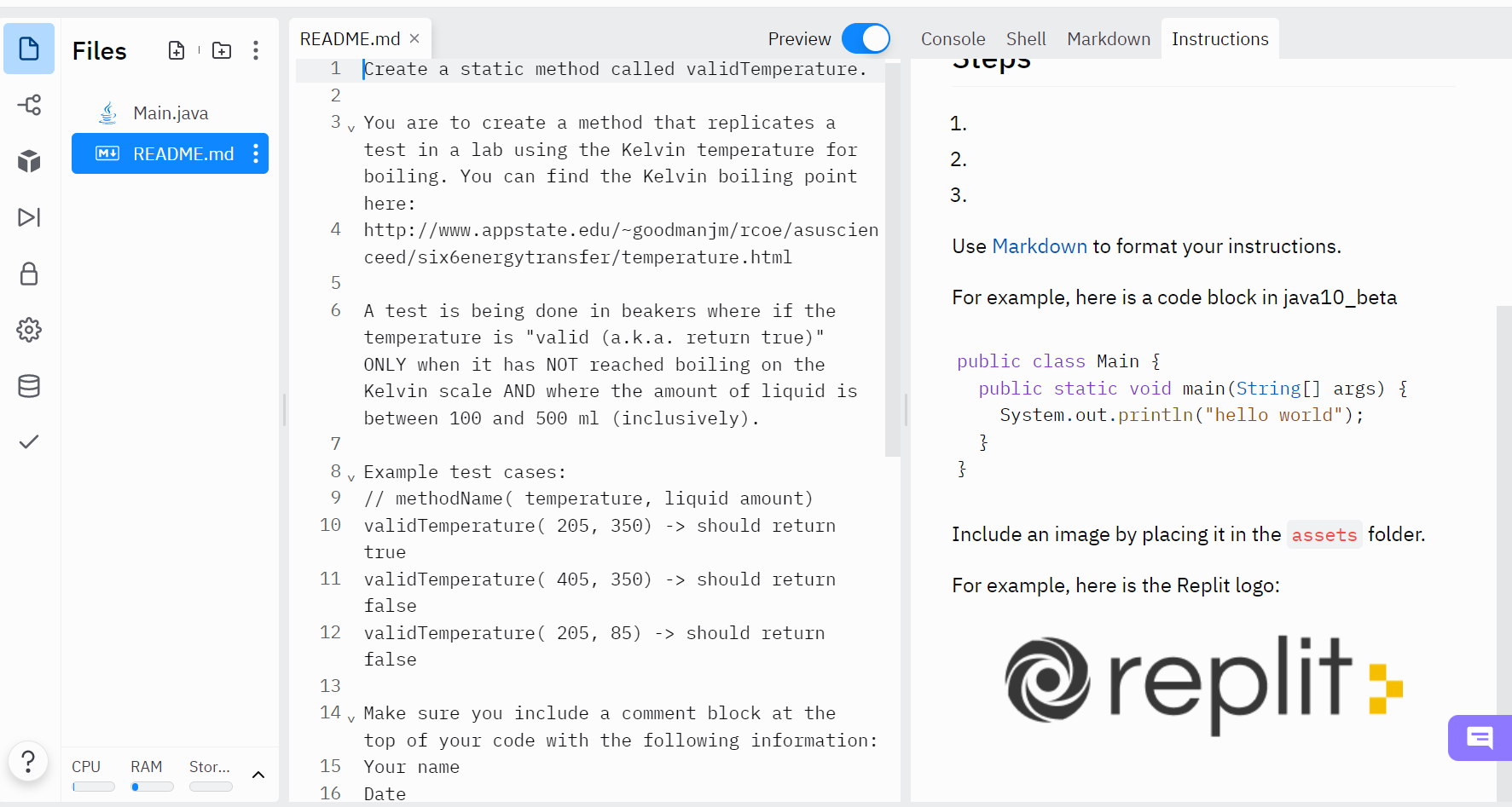 Solved שיו Console Shell Markdown Instructions Files B | | Chegg.com