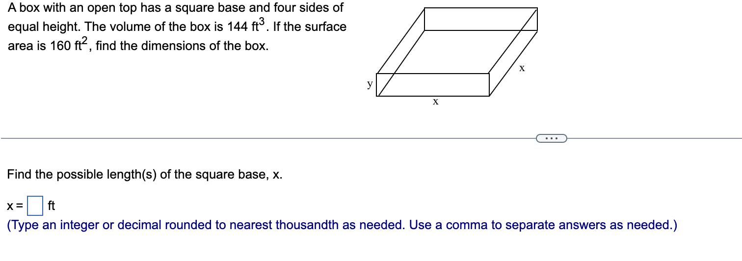 Solved A box with an open top has a square base and four | Chegg.com