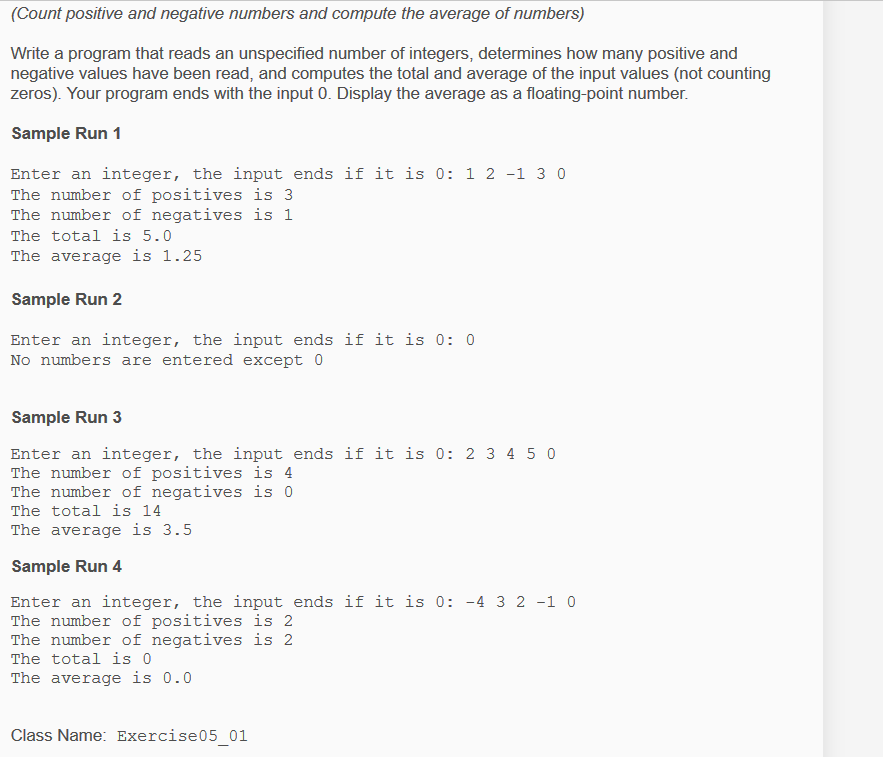 Solved Count Positive And Negative Numbers And Compute The Chegg