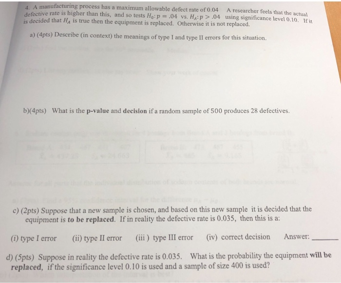 Solved process has a maximum allowable defect rate of 0.04 A | Chegg.com