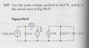 Solved 9.57 Use the node-voltage method to find V, and I, in | Chegg.com