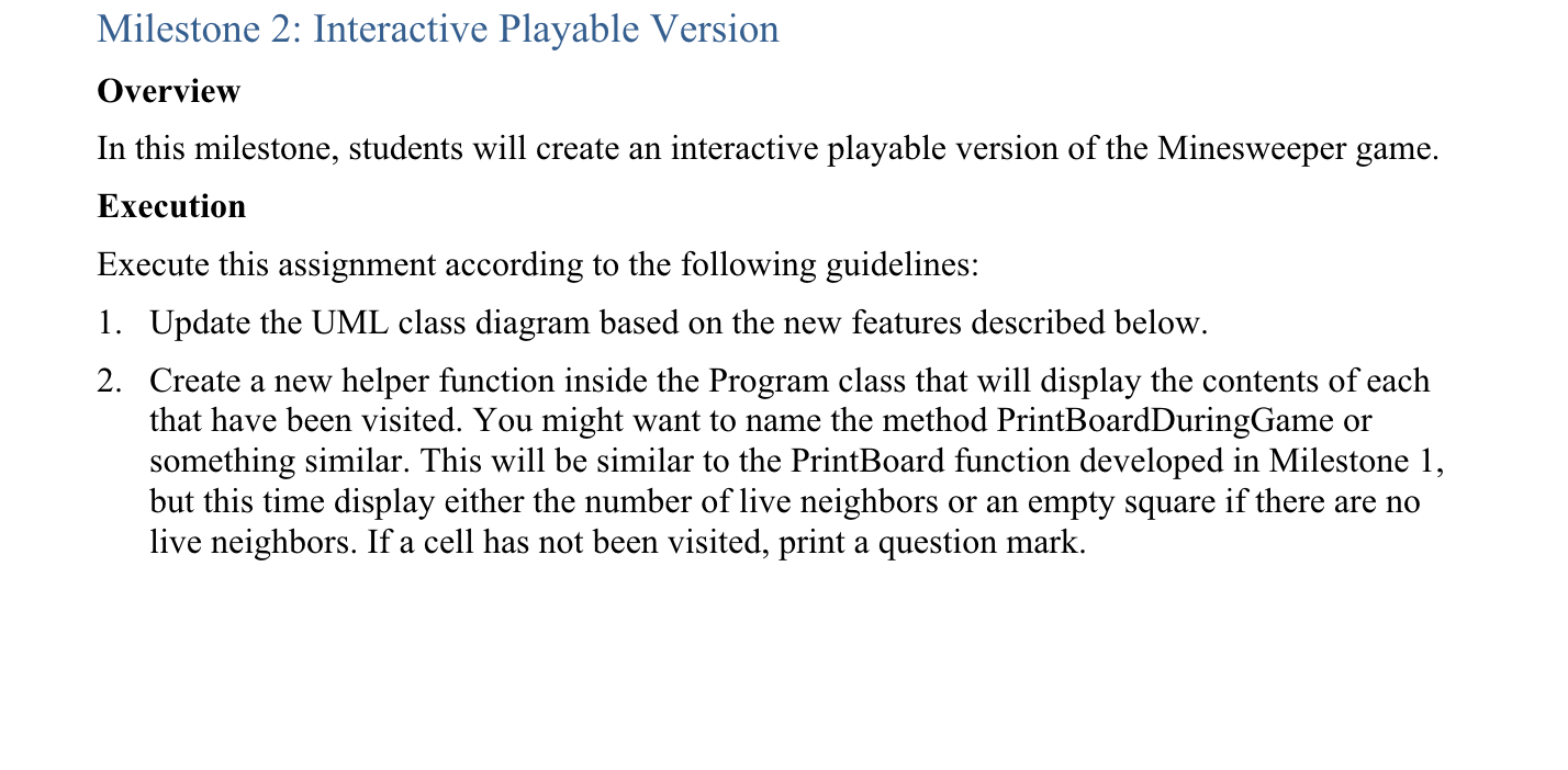 Solved Milestone 1: Console Application Overview In this | Chegg.com