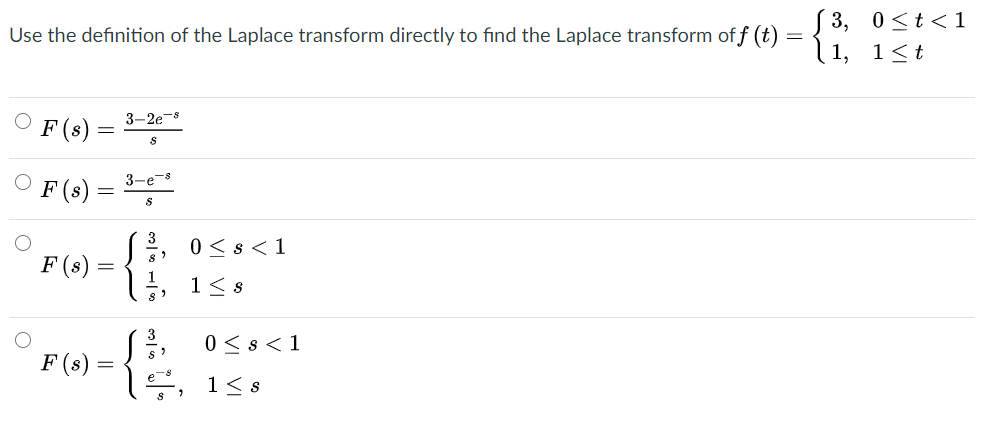 Solved Use the definition of the Laplace transform directly | Chegg.com