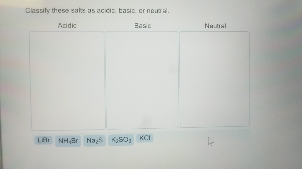 Solved Classify these salts as acidic, basic, or neutral | Chegg.com