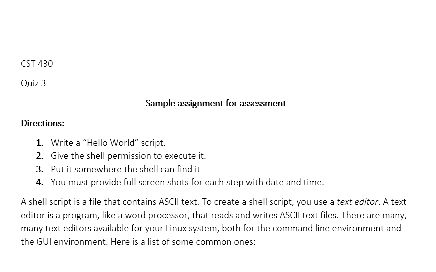 Solved CST 430 Quiz 3 Sample assignment for assessment | Chegg.com