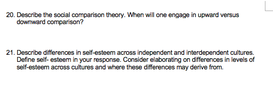 Solved 20. Describe the social comparison theory. When will | Chegg.com