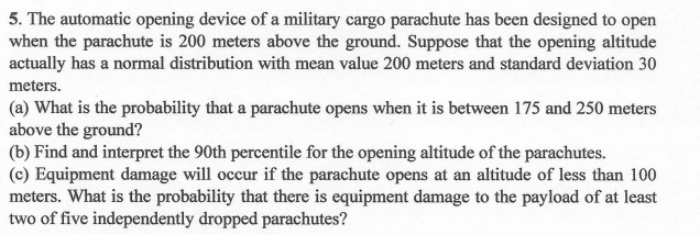 Solved 5. The automatic opening device of a military cargo | Chegg.com