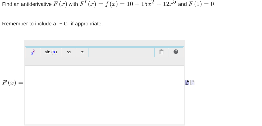 Solved Find an antiderivative F(x) with | Chegg.com