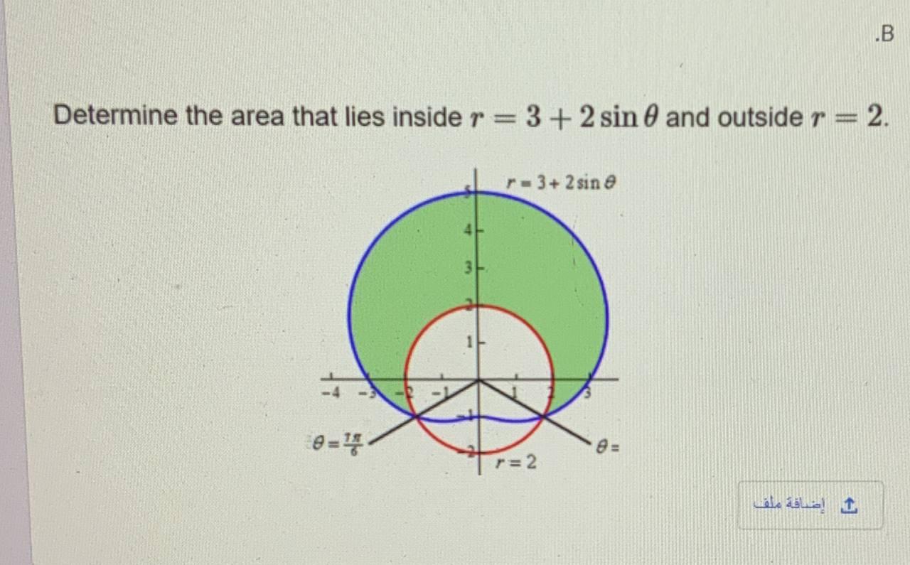 Solved .B Determine the area that lies inside r = 3 + 2 sin | Chegg.com