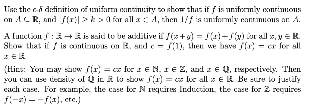 Solved Use the e-8 definition of uniform continuity to show | Chegg.com