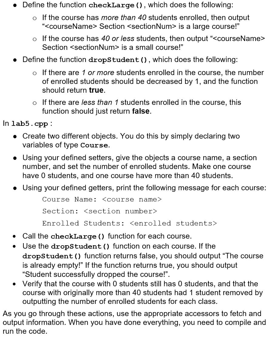 Solved I need help with a C++ assignment. It asks for | Chegg.com