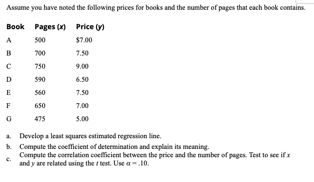 Solved Assume you have noted the following prices for books | Chegg.com