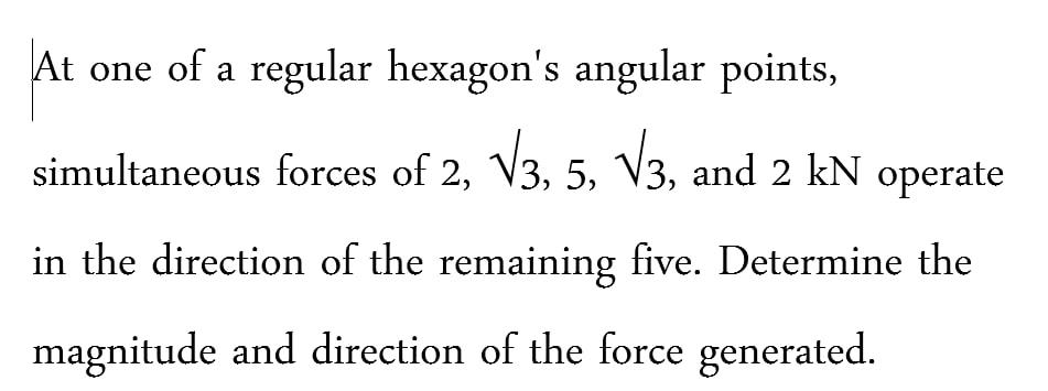 Solved At one of a regular hexagon's angular points, | Chegg.com