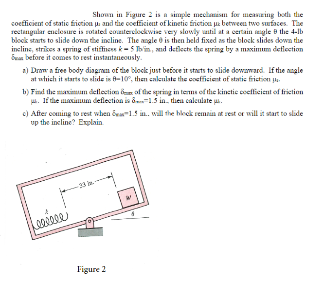Solved Shown in Figure 2 is a simple mechanism for measuring | Chegg.com
