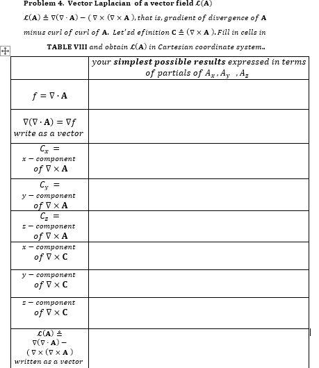Solved Problem 4. Vector Laplacian of a vector | Chegg.com