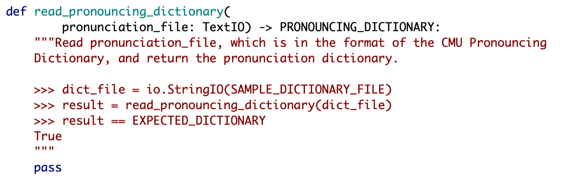 A pronunciation dictionary: Dict[str, | Chegg.com