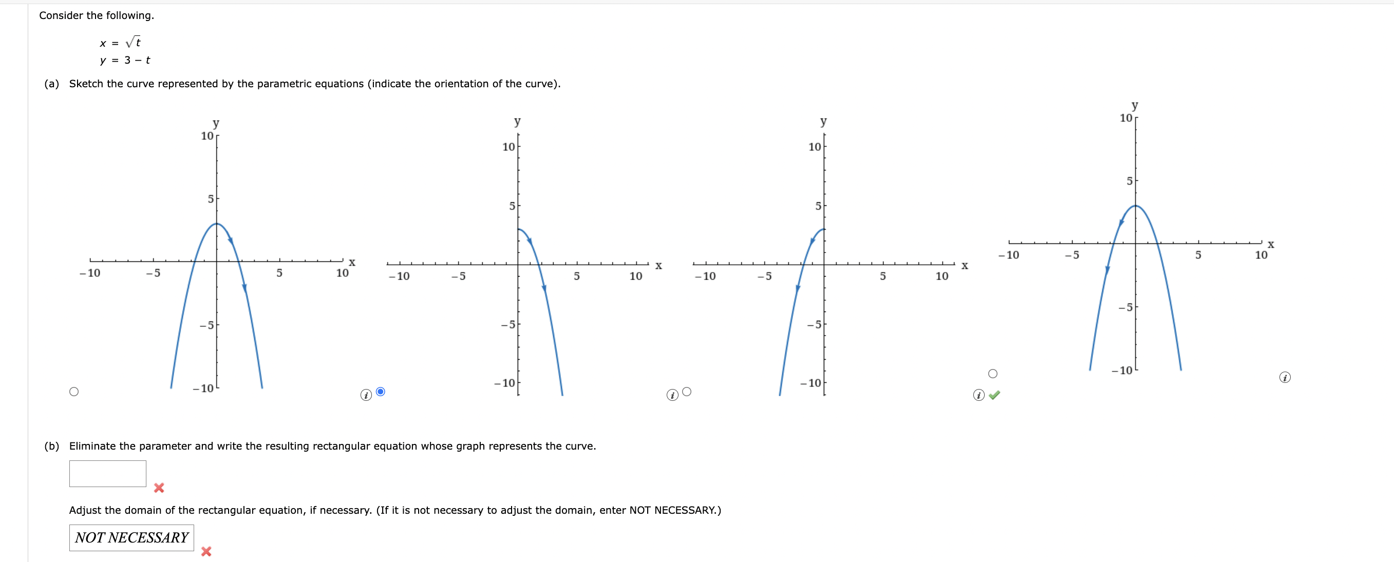 Solved Consider the following. x=ty=3−t (a) Sketch the curve | Chegg.com