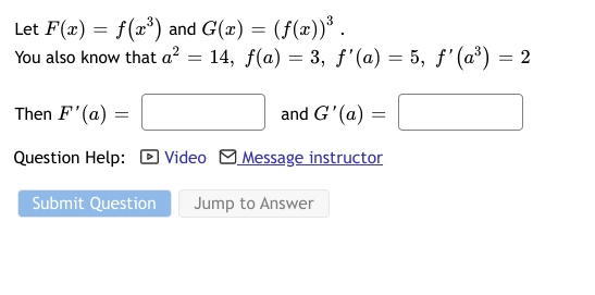 Solved Let F(x)=f(x3) and G(x)=(f(x))3. You also know that | Chegg.com