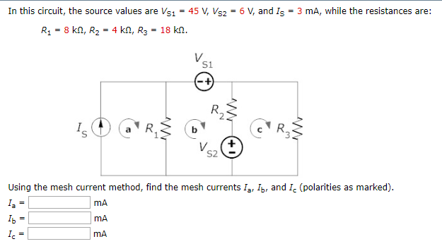 Solved In this circuit, the source values are VS1 45 V, VS1° | Chegg.com