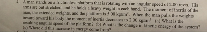 Solved A man stands on a frictionless platform that is | Chegg.com