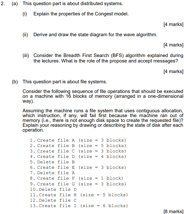 Solved 2. (a) This question part is about distributed | Chegg.com