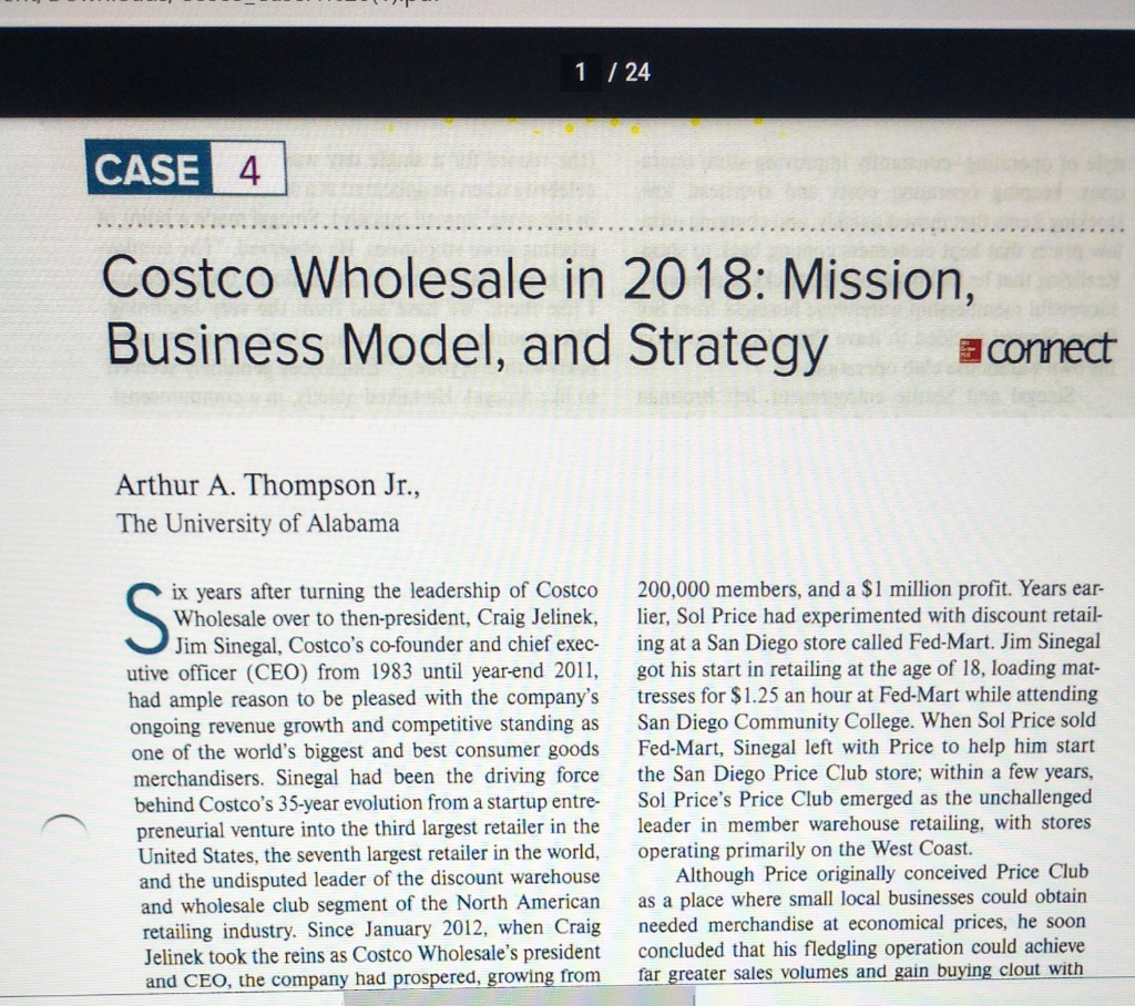 This is a Costco case 4 "Costco Wholesale in 2018: | Chegg.com