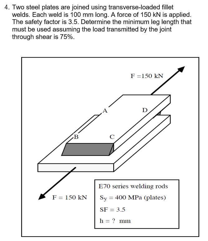 4. Two steel plates are joined using | Chegg.com