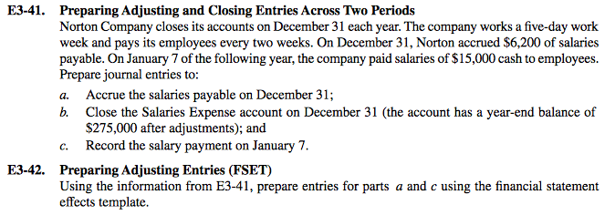 Solved E3-41. Preparing Adjusting and Closing Entries Across | Chegg.com