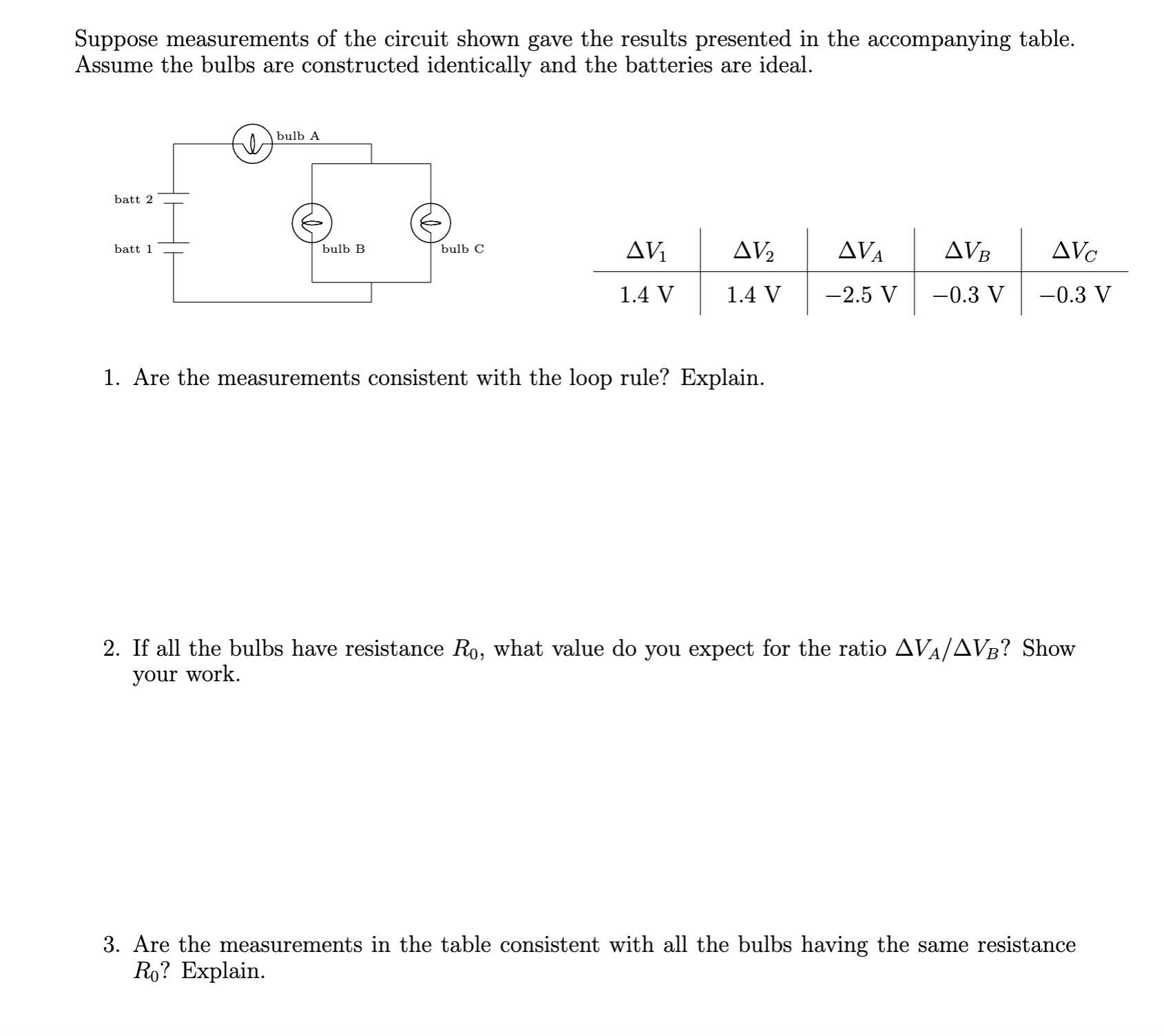 Solved Suppose measurements of the circuit shown gave the | Chegg.com