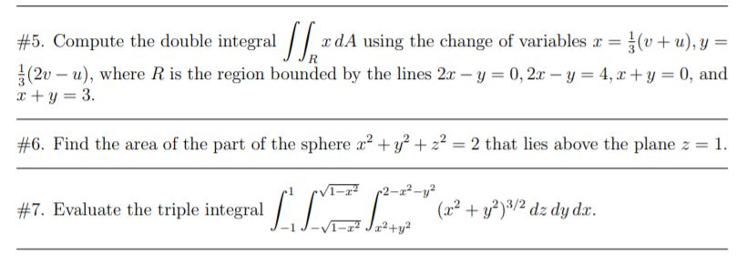 Solved JJR #5. Compute the double integral || xdA using the | Chegg.com