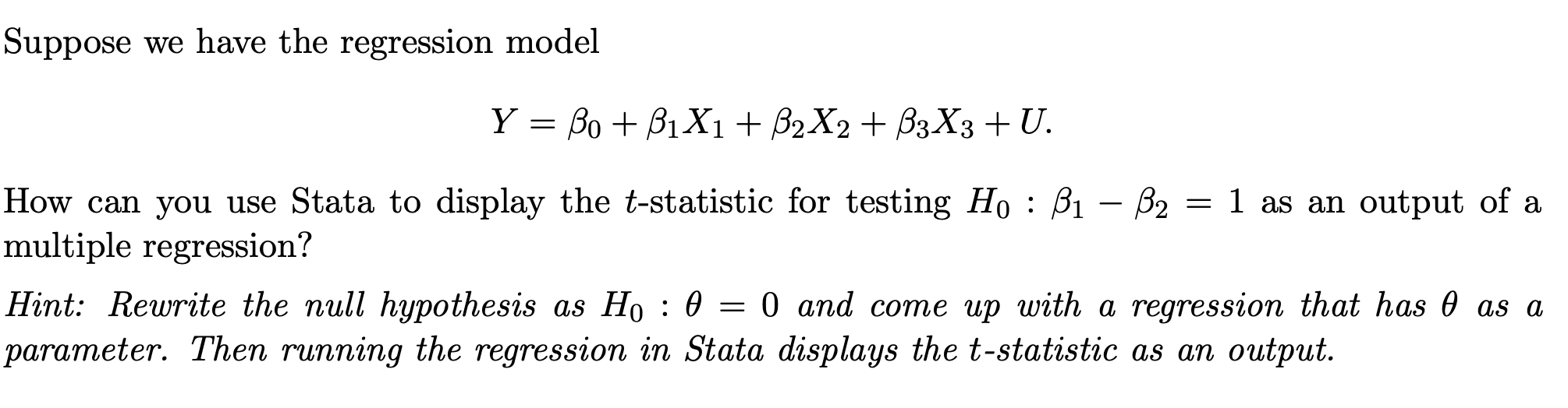 Suppose we have the regression model | Chegg.com