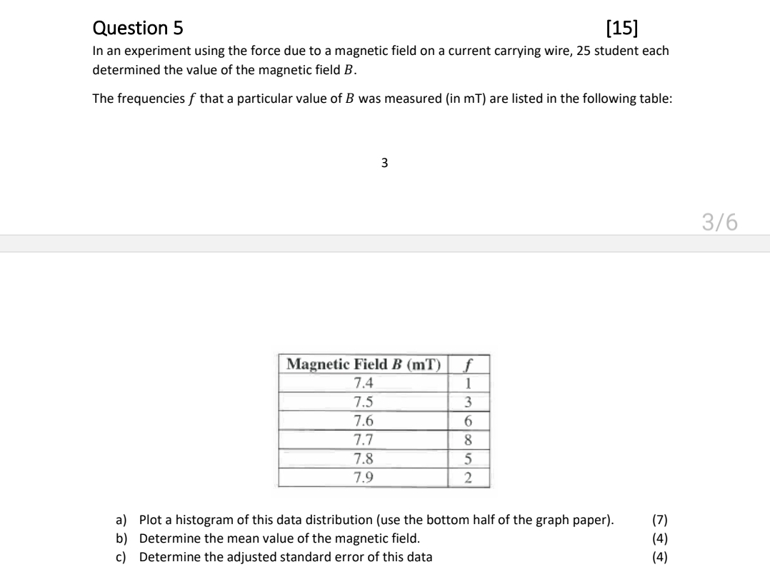 Solved Question 5In an experiment using the force due to a | Chegg.com