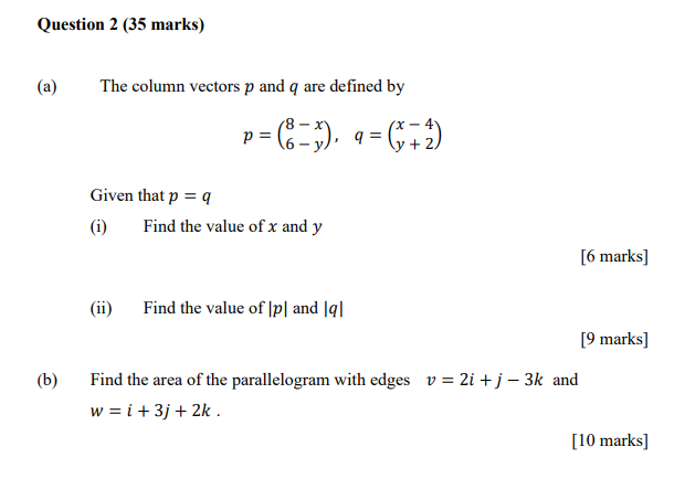 Solved The column vectors p and q are defined by | Chegg.com