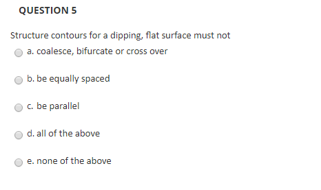 Solved QUESTION 5 Structure contours for a dipping, flat | Chegg.com