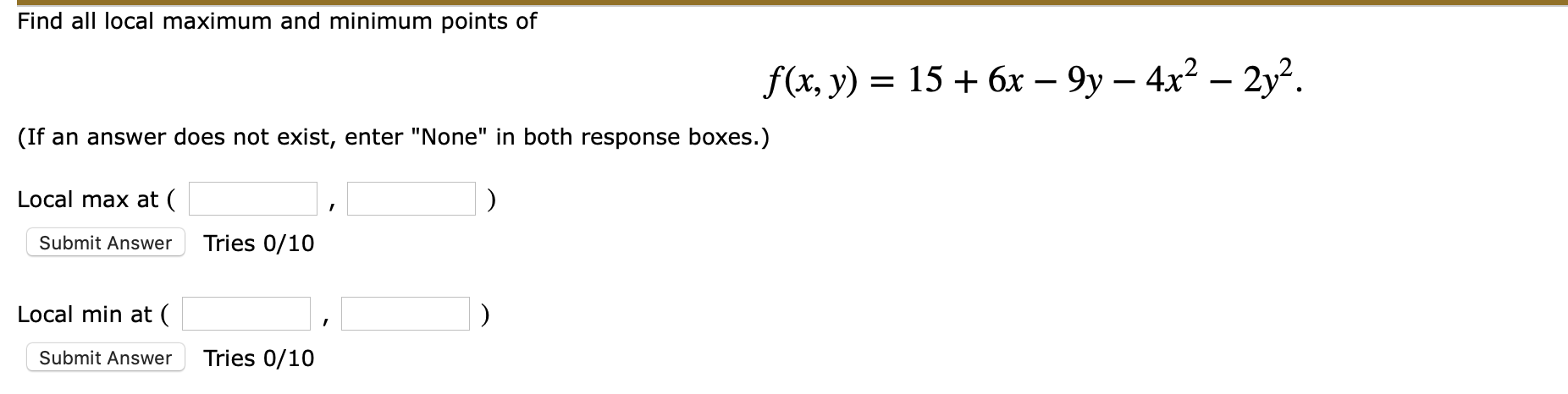 Solved Find all local maximum and minimum points of f(x, y) | Chegg.com