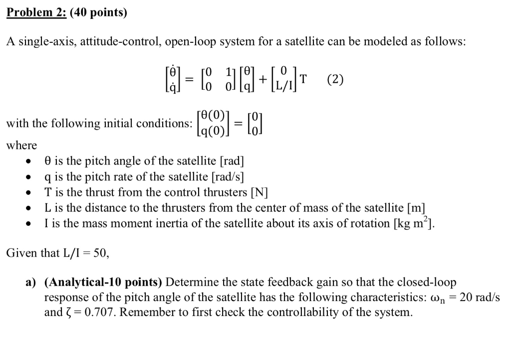 Problem 2: (40 points) A single-axis, | Chegg.com