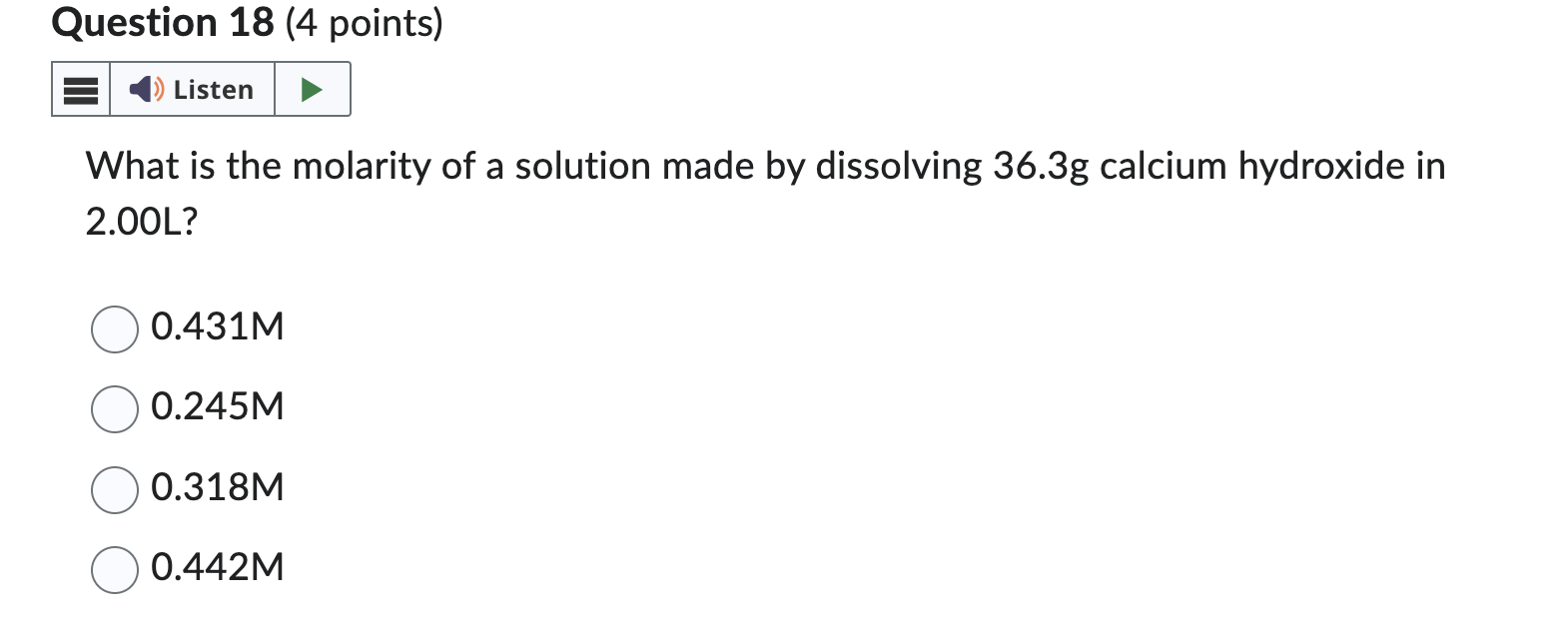 Solved What is the molarity of a solution made by dissolving | Chegg.com