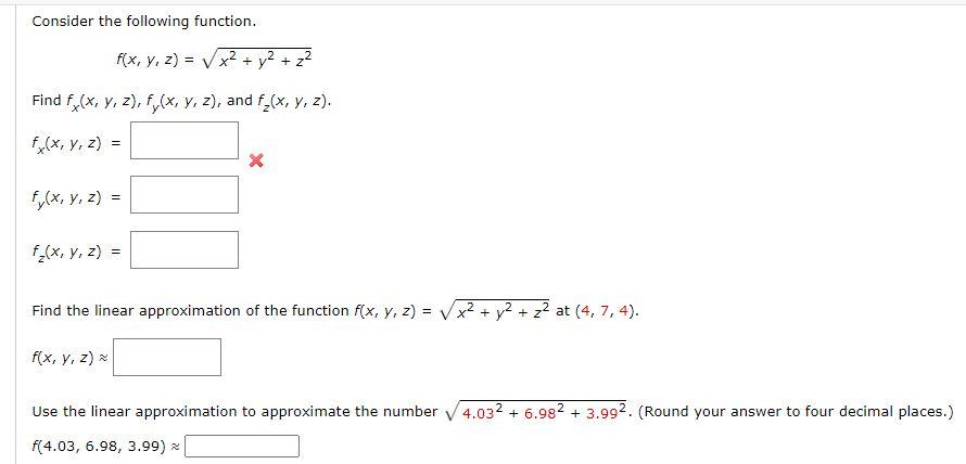 Solved Consider the following function. f(x, y, z) = x2 + y2 | Chegg.com
