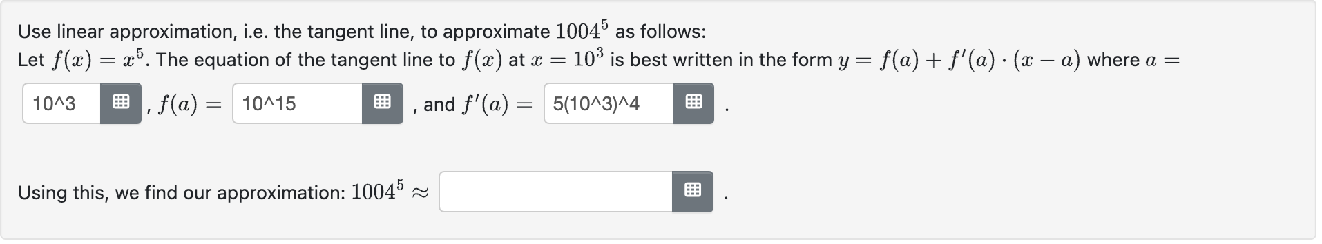 Solved Use linear approximation, i.e. the tangent line, to | Chegg.com