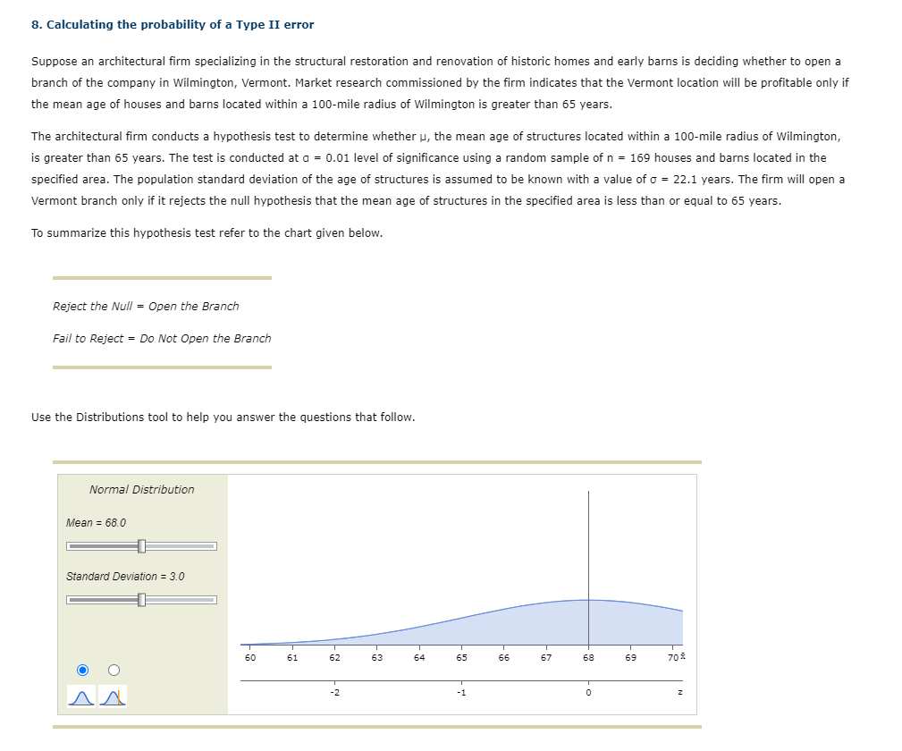 Solved 8. Calculating the probability of a Type II error | Chegg.com