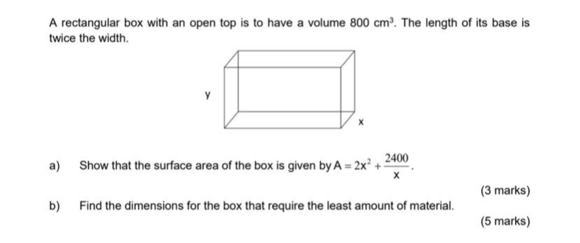 Solved A rectangular box with an open top is to have a | Chegg.com
