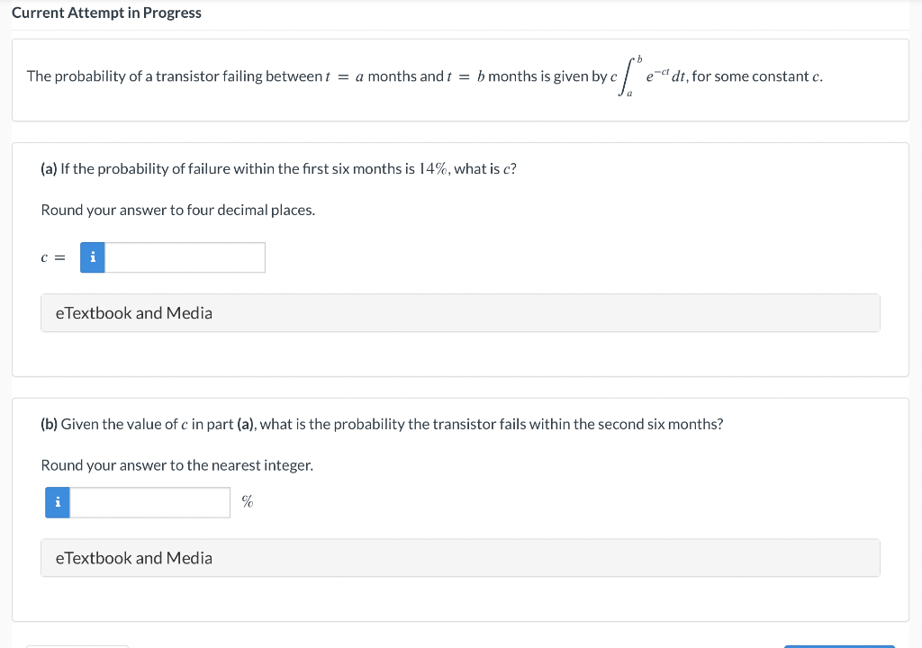 Solved Current Attempt in Progress The probability of a | Chegg.com