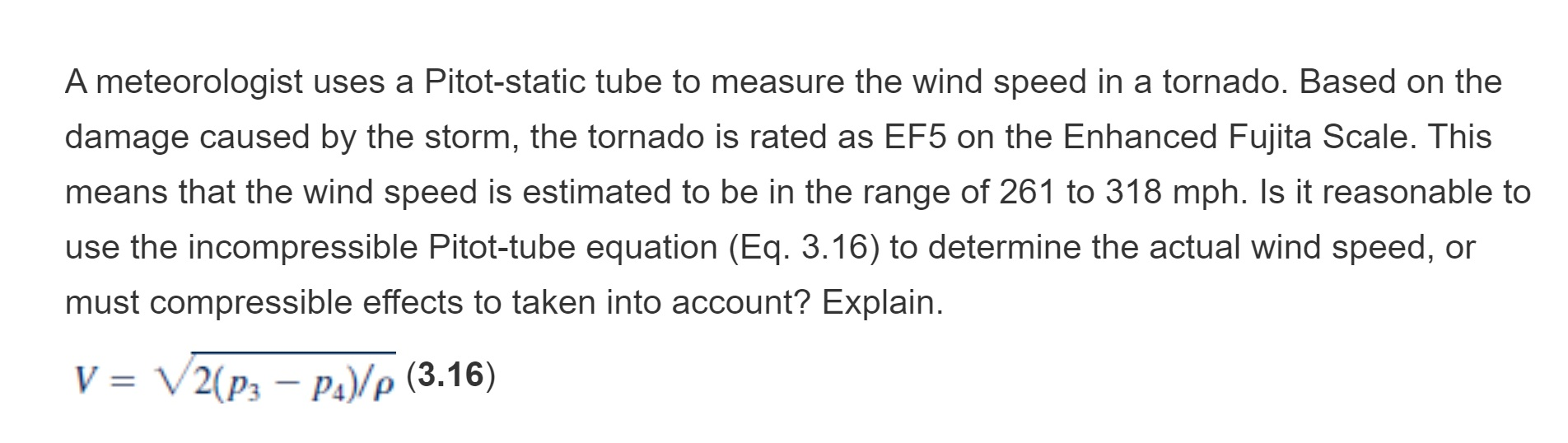 Solved A meteorologist uses a Pitot-static tube to measure | Chegg.com