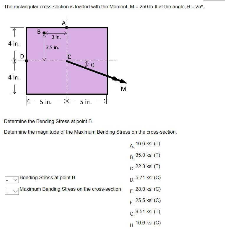 Solved The rectangular cross-section is loaded with the | Chegg.com